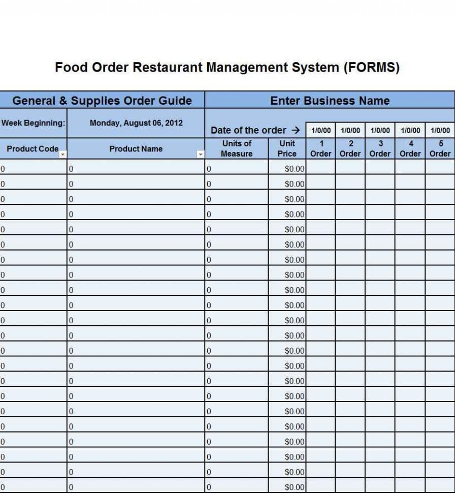 Restaurant Inventory Spreadsheet Template Restaurant Spreadsheet