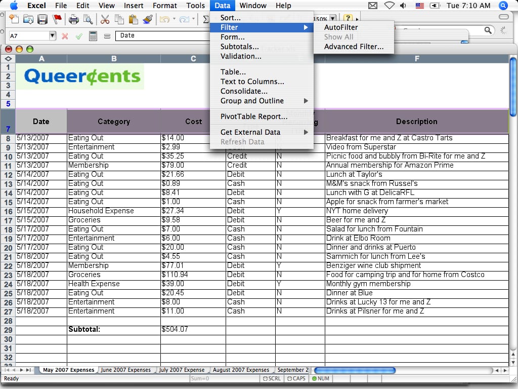 Expense Tracking Spreadsheet Template Spreadsheet Templates For Busines Personal Daily Expense 
