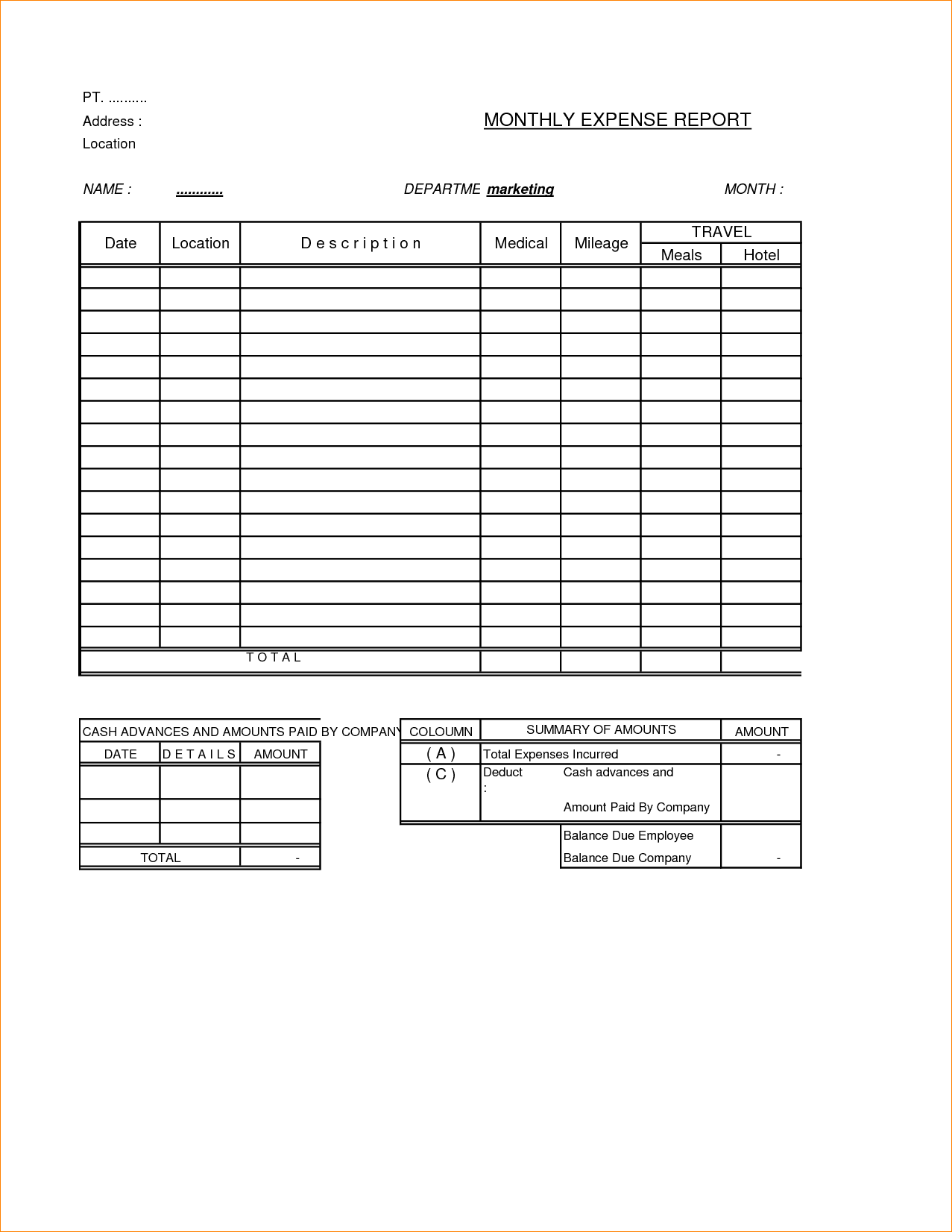 Office Expense Report Spreadsheet Templates For Busines Free Expense Office Expense Report Spreadsheet Templates For Busines Free Expense