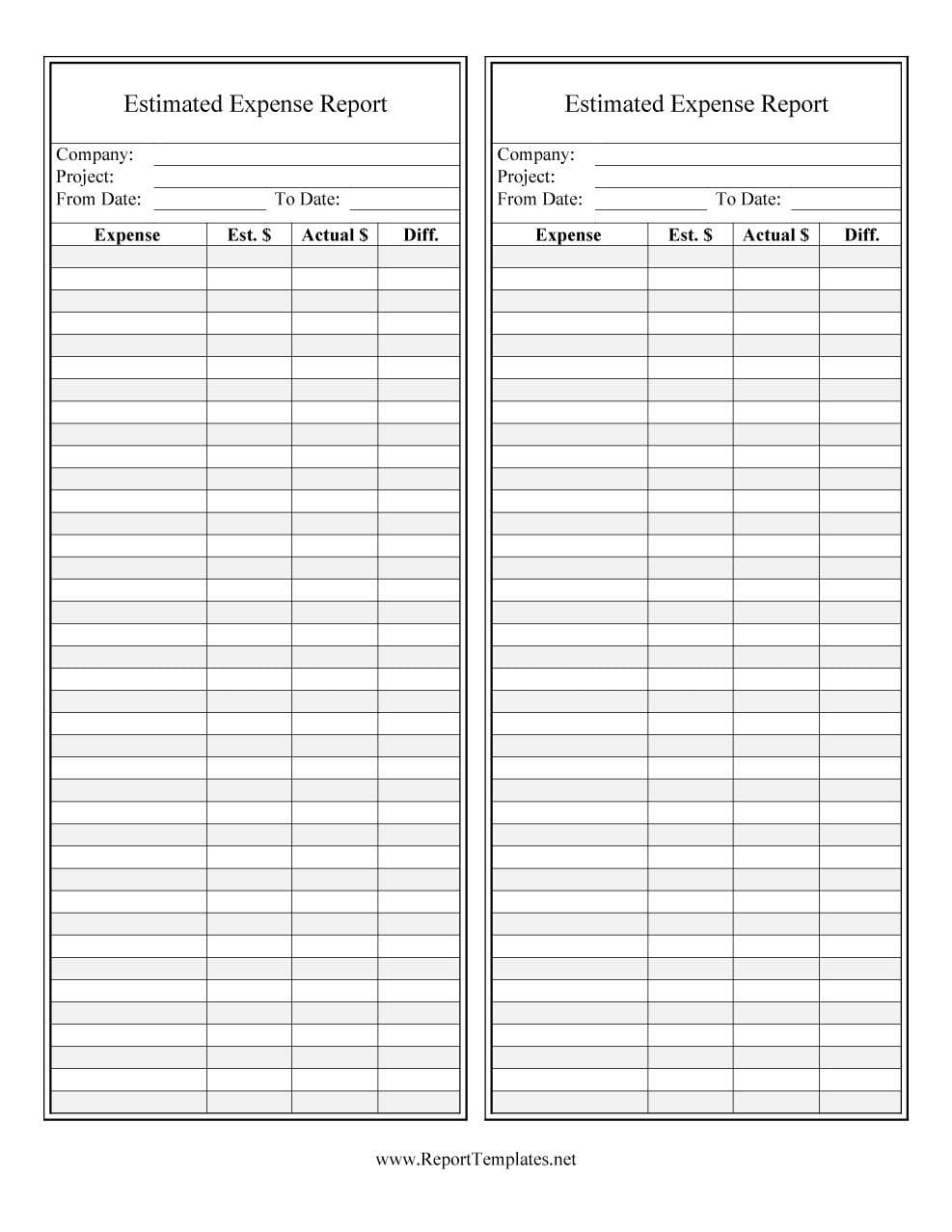Detailed Expense Report Template Spreadsheet Templates For Busines 