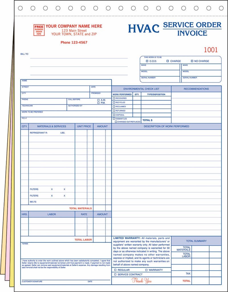 Free Hvac Invoice Template HVAC Invoice Template Spreadsheet Templates 