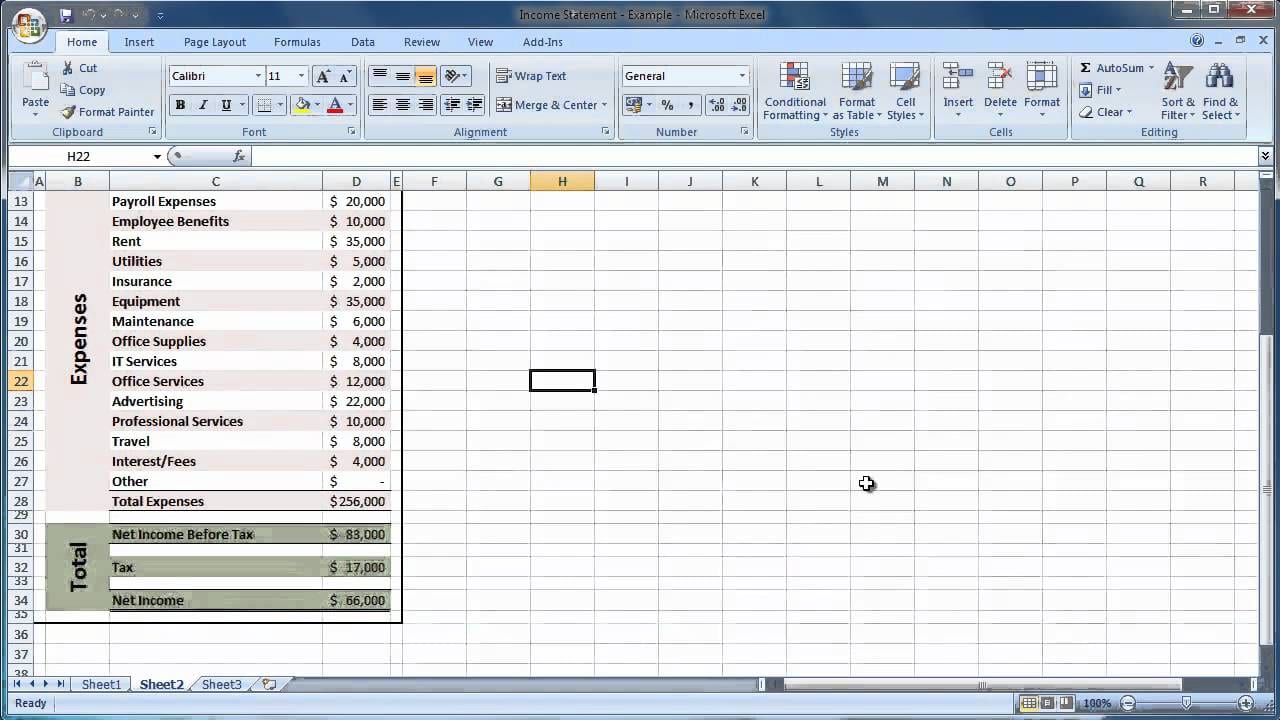 Income Statement Template Excel Excelxo