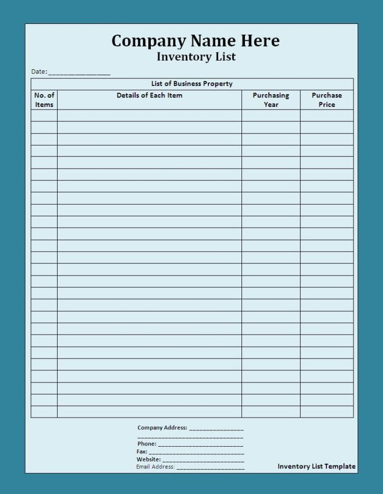Inventory Spreadsheet Template Free Excelxo