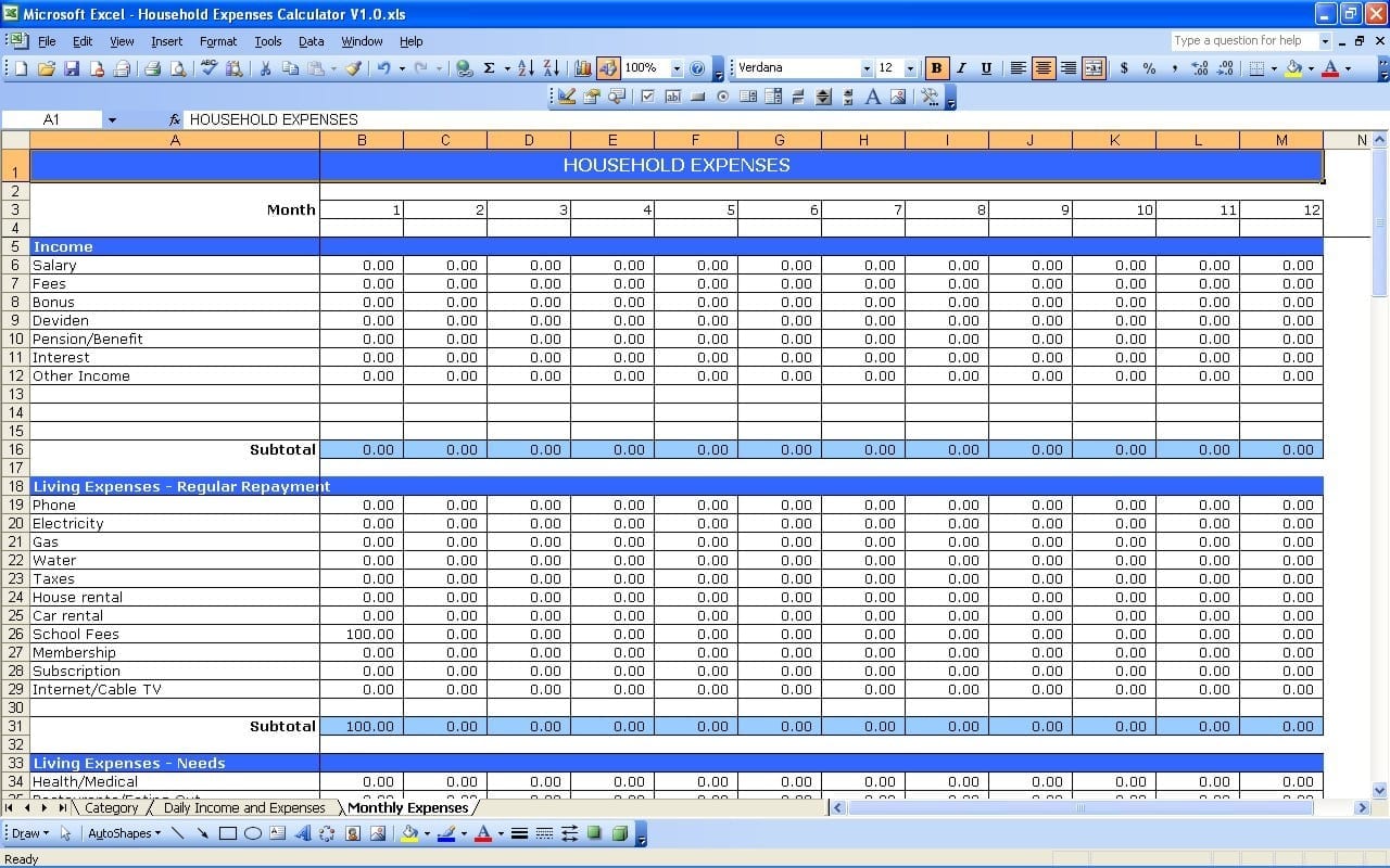 Expense Tracking Form Excelxo