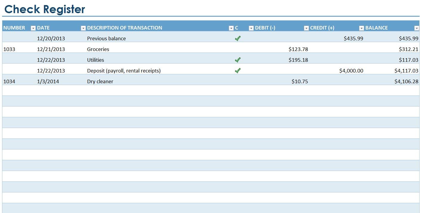 Free Printable Check Register With Running Balance Excelxo