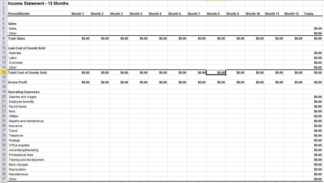 Income Statement Sample Excel Excelxo