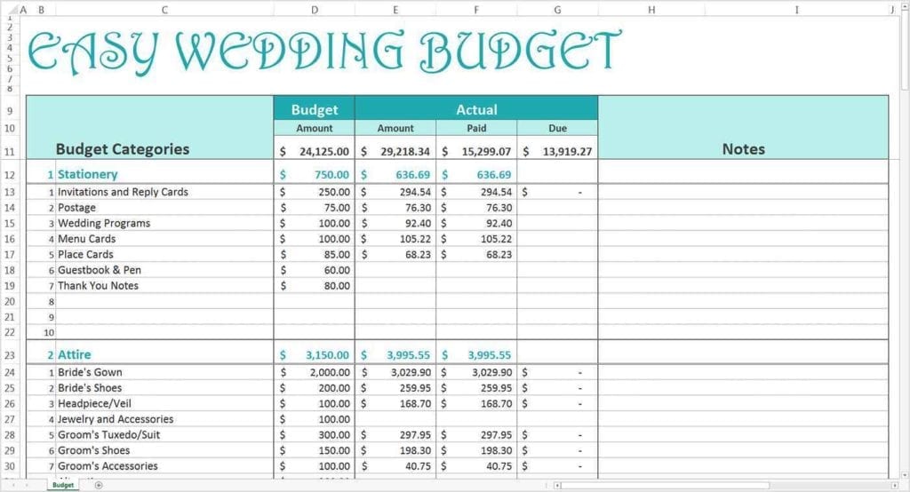 A Sample Budget Spreadsheet Excelxo