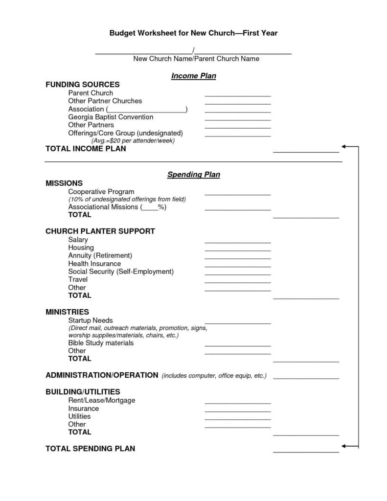 Church Budget Worksheet Excelxo