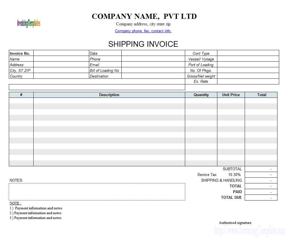 Excel Invoice Template Download Excelxo