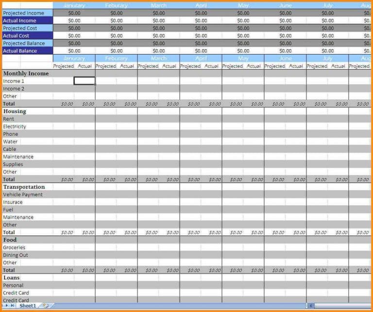 Monthly Bills Spreadsheet Template Excel 2 Excelxo
