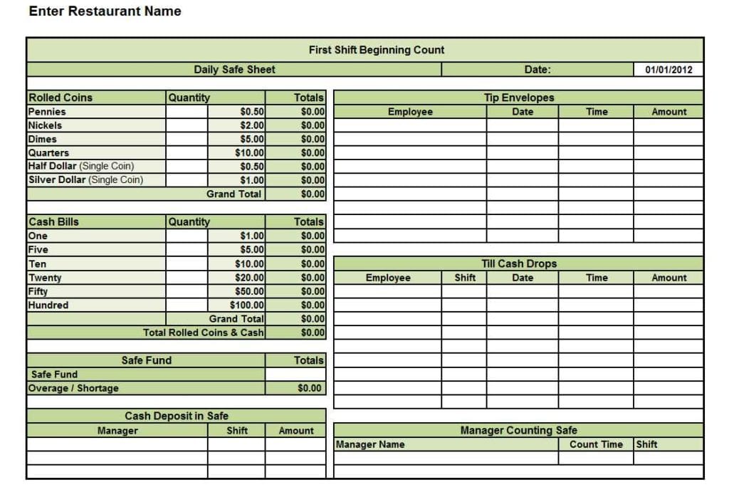 Restaurant Inventory Sheet Excel Templates