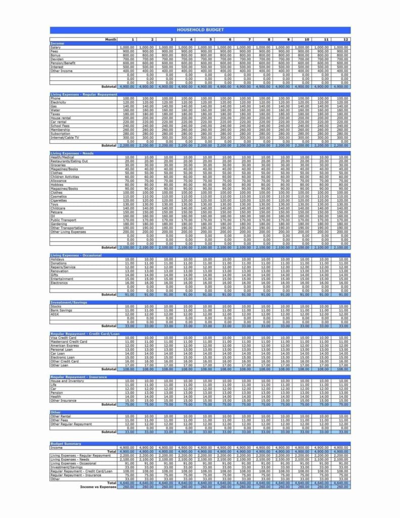 Sample Monthly Budget Worksheet Excelxo
