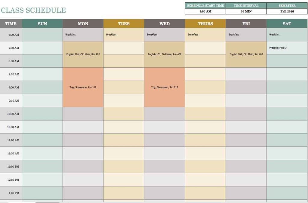 Schedule Spreadsheet Template 1 Excelxo