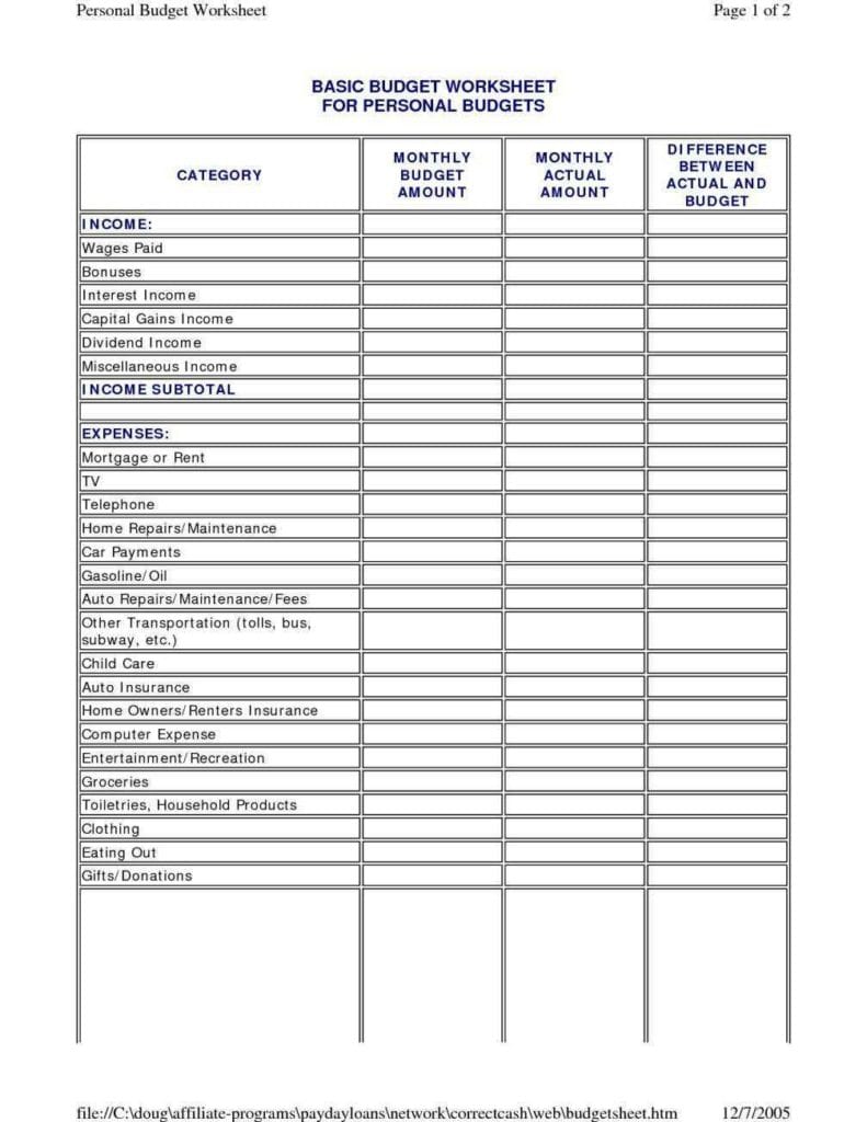 Monthly Budget Spreadsheet Template Excelxo