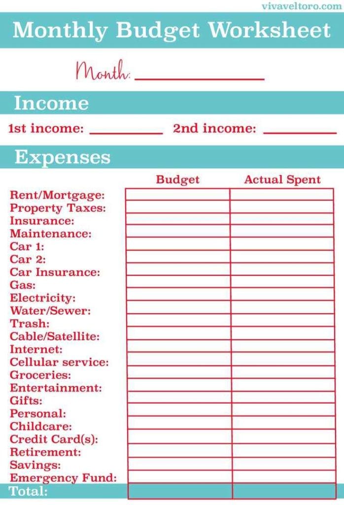 Simple Monthly Budget Spreadsheet Template 1 Excelxo
