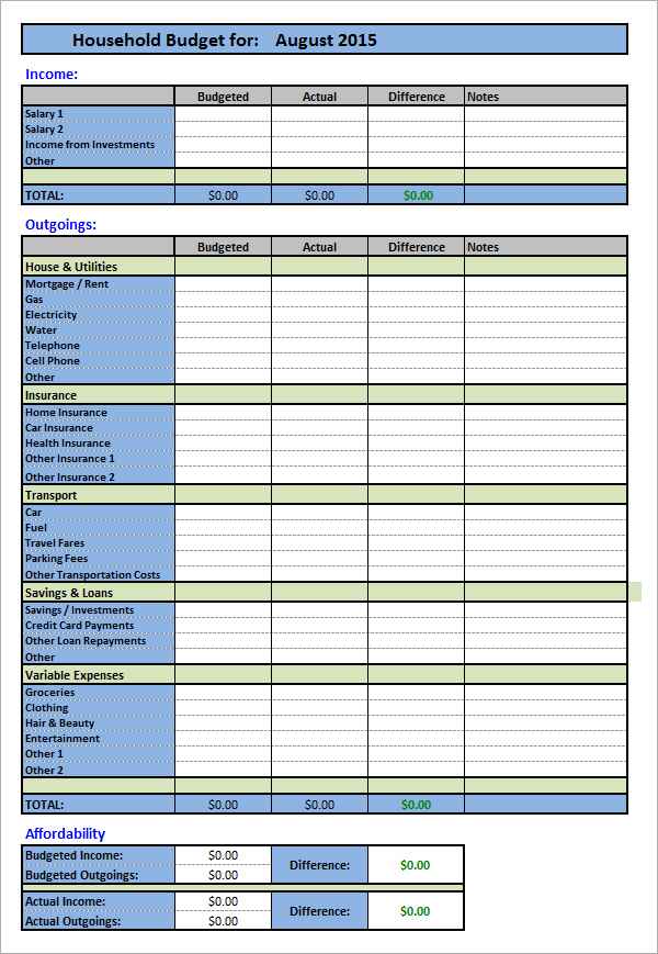 Spreadsheet Template For Household Budgeting Excelxo