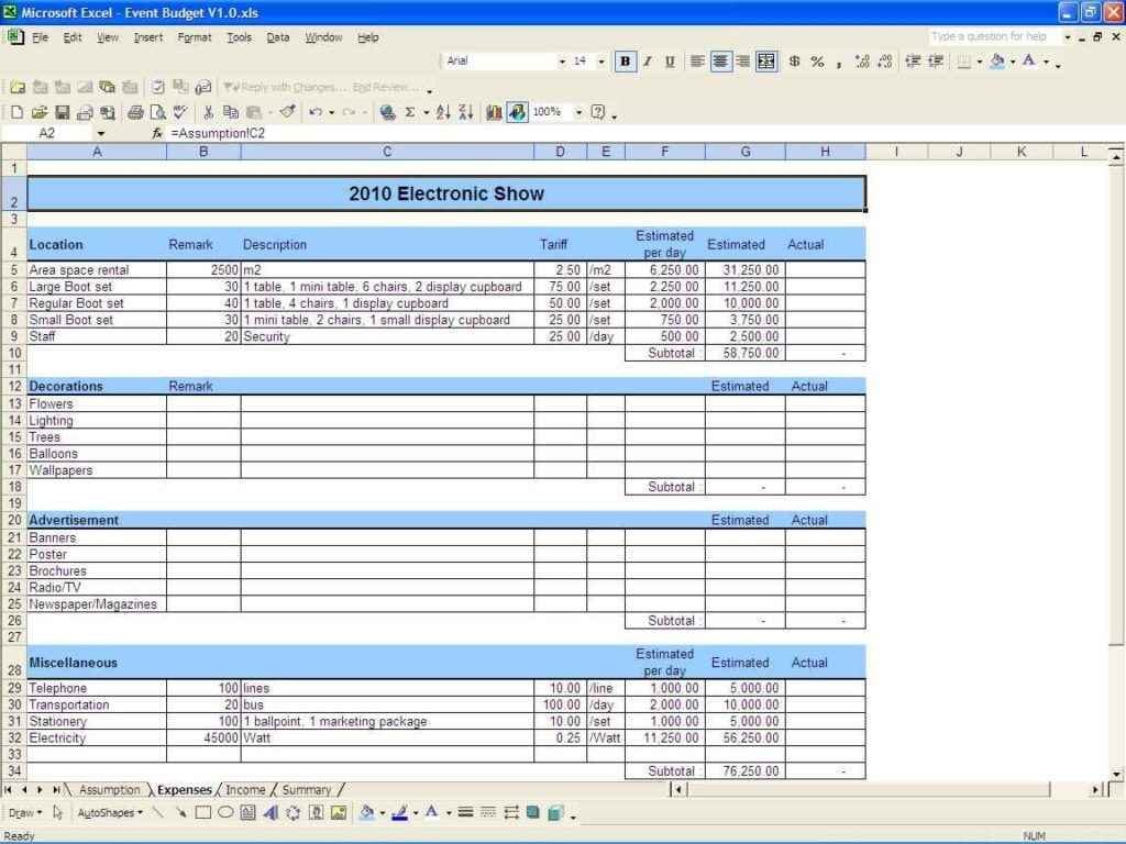 Penting Budget Proposal For Wedding Event