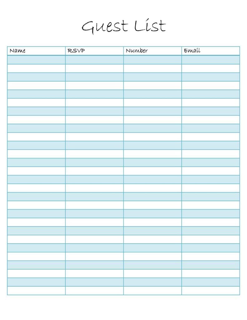 Wedding Guest List Spreadsheet Excelxo