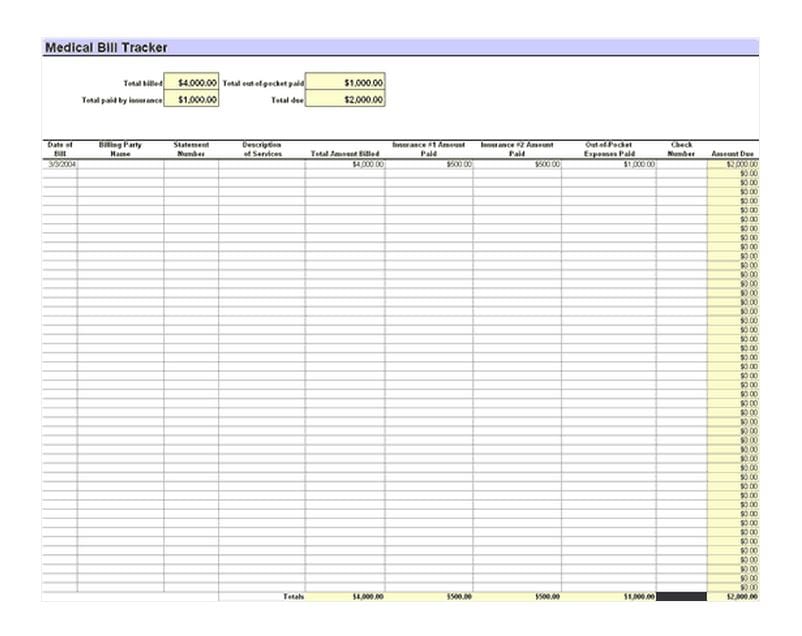 Monthly Billing Spreadsheet Template Excelxo