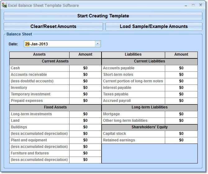 Balance Sheet Template Excel Software Excelxo