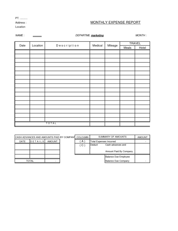 Construction Company Expense Report Excelxo