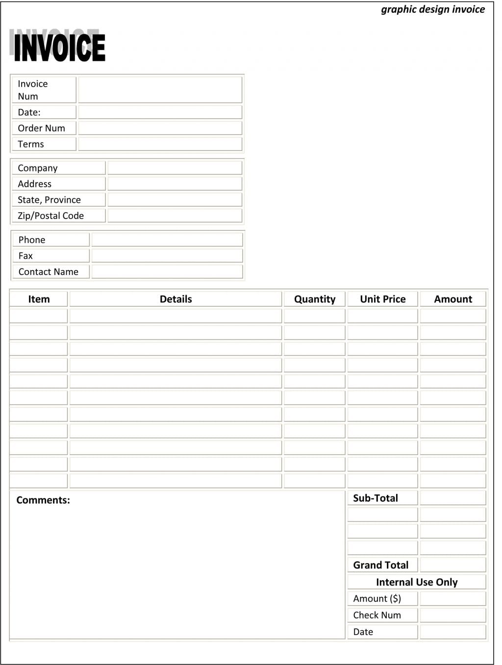 Free Printable Invoice Template Microsoft Word