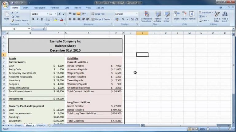 Modelo De Balance Excel