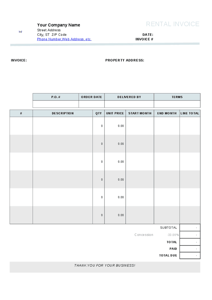 Printable Landscaping Invoice Template