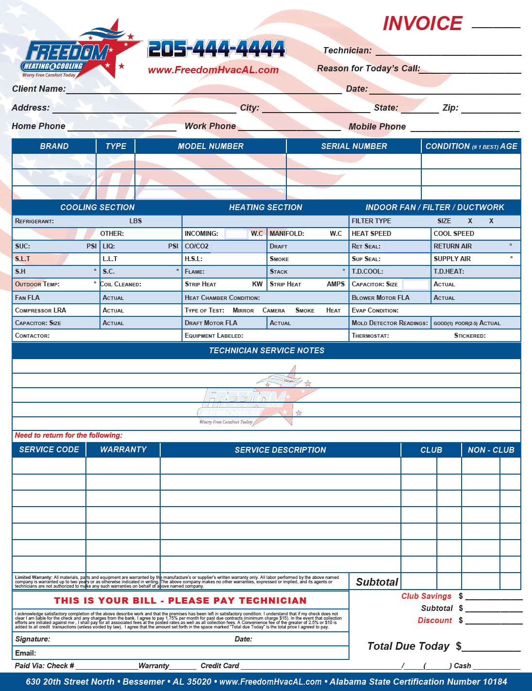 Free Printable Hvac Invoices Templates Printable Download
