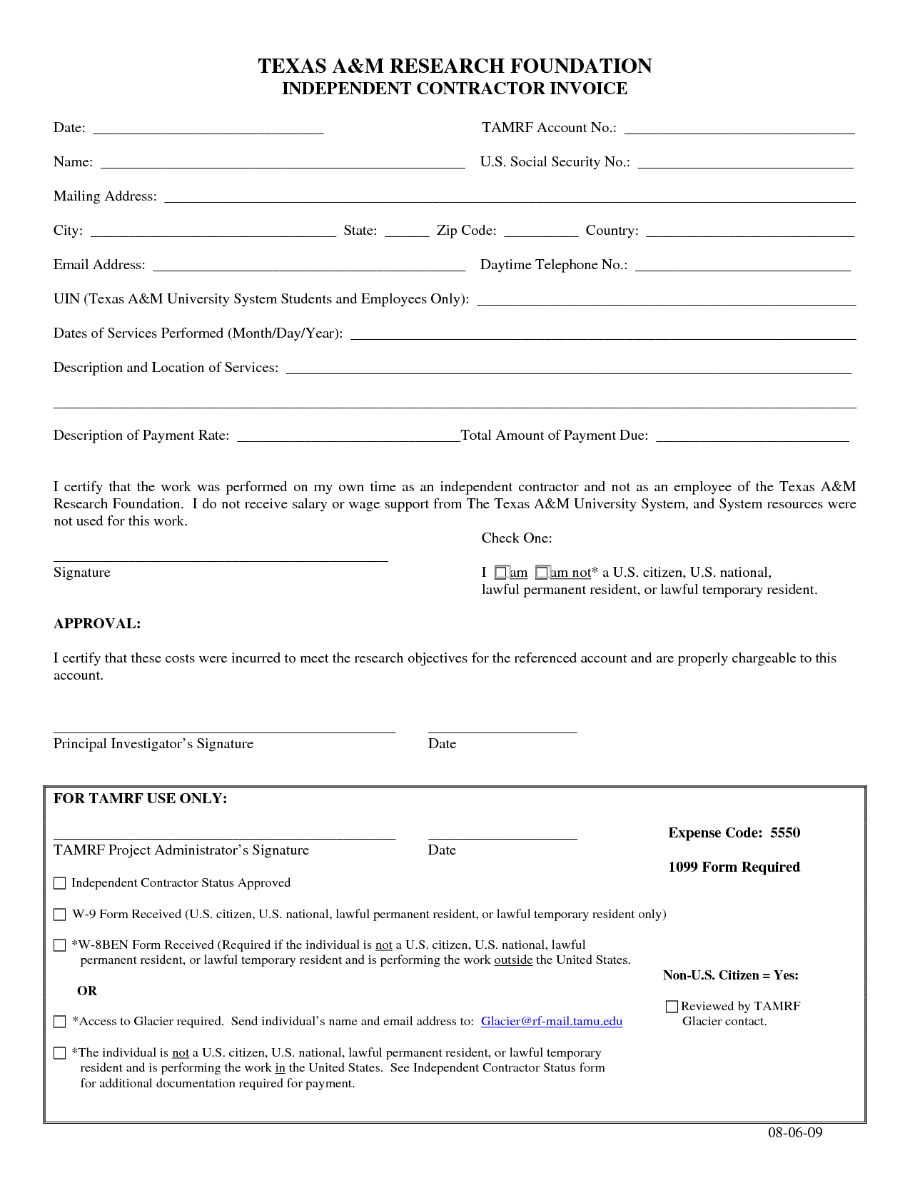 Independent Contractor Invoice Template Pdf Excelxo