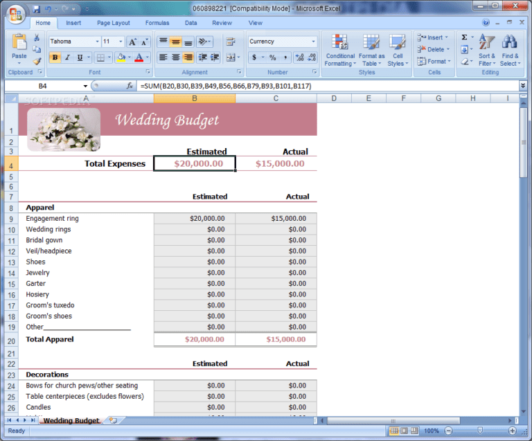Wedding Budget Spreadsheet Uk Excelxo